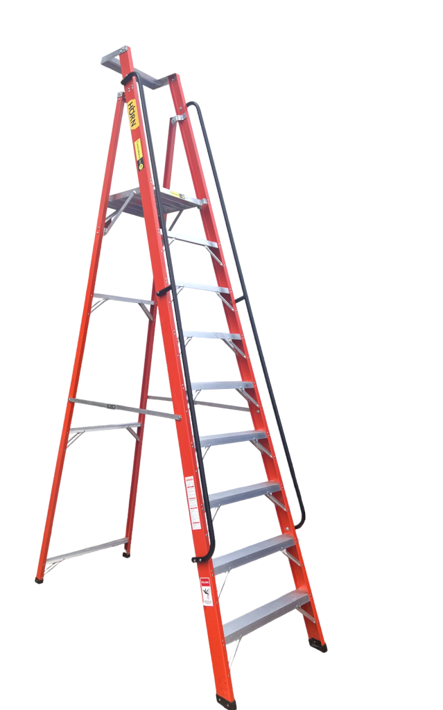 Escalera de Tijera con Plataforma en Fibra de Vidrio Certificada 9 ...